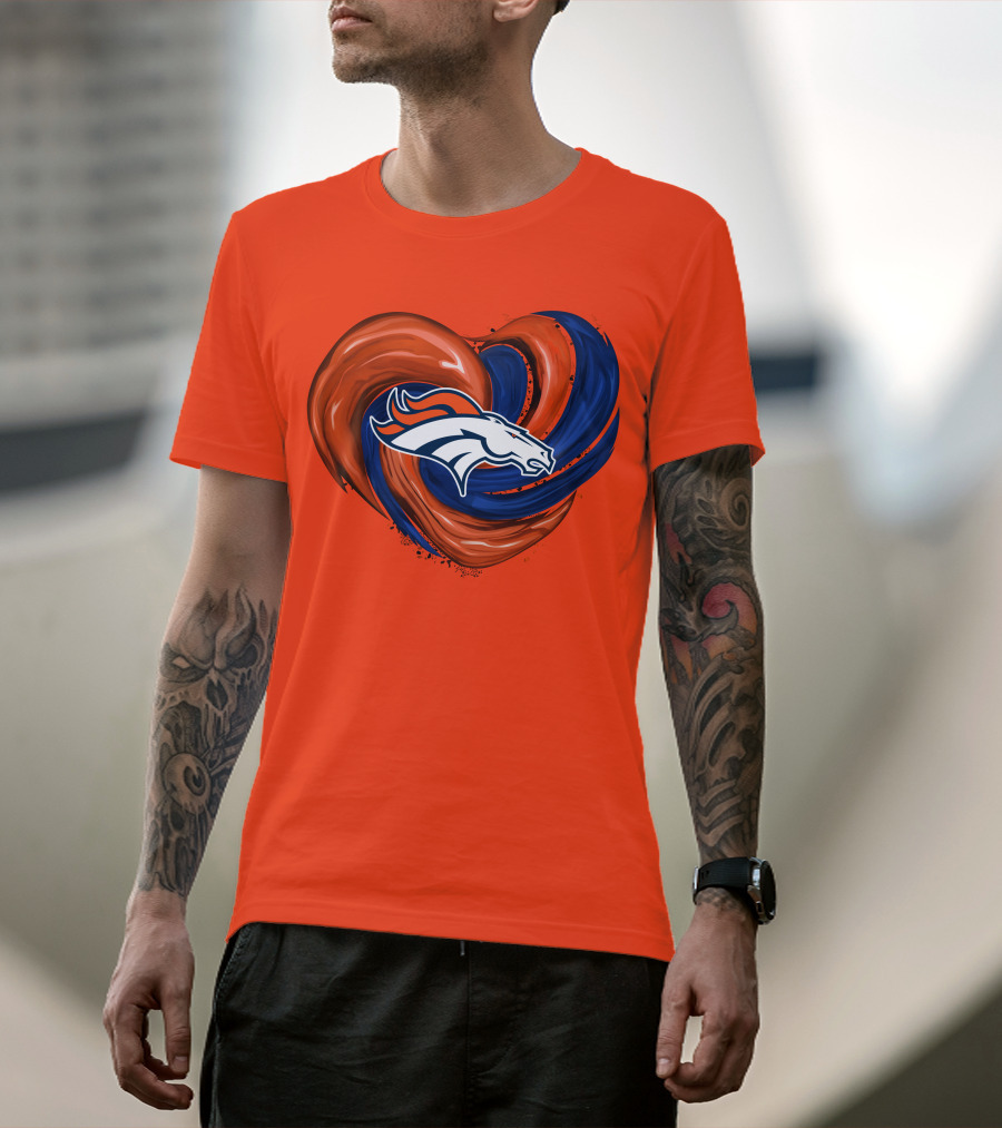 Denver Broncos Heart Logo Swirl T-Shirt