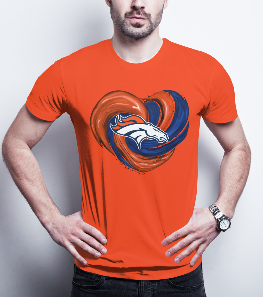 Denver Broncos Heart Logo Swirl T-Shirt