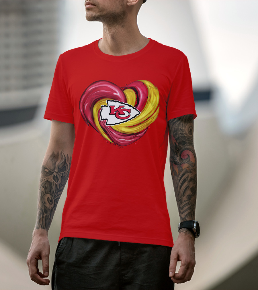 Kansas City Chiefs Heart KC Tornado Colors T-Shirt