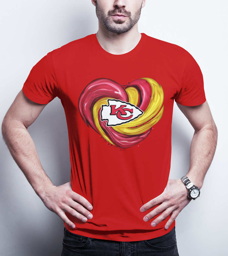 Kansas City Chiefs Heart KC Tornado Colors T-Shirt