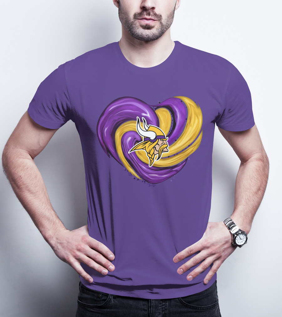 Minnesota Vikings Heart Swirl Viking Helmet T-Shirt