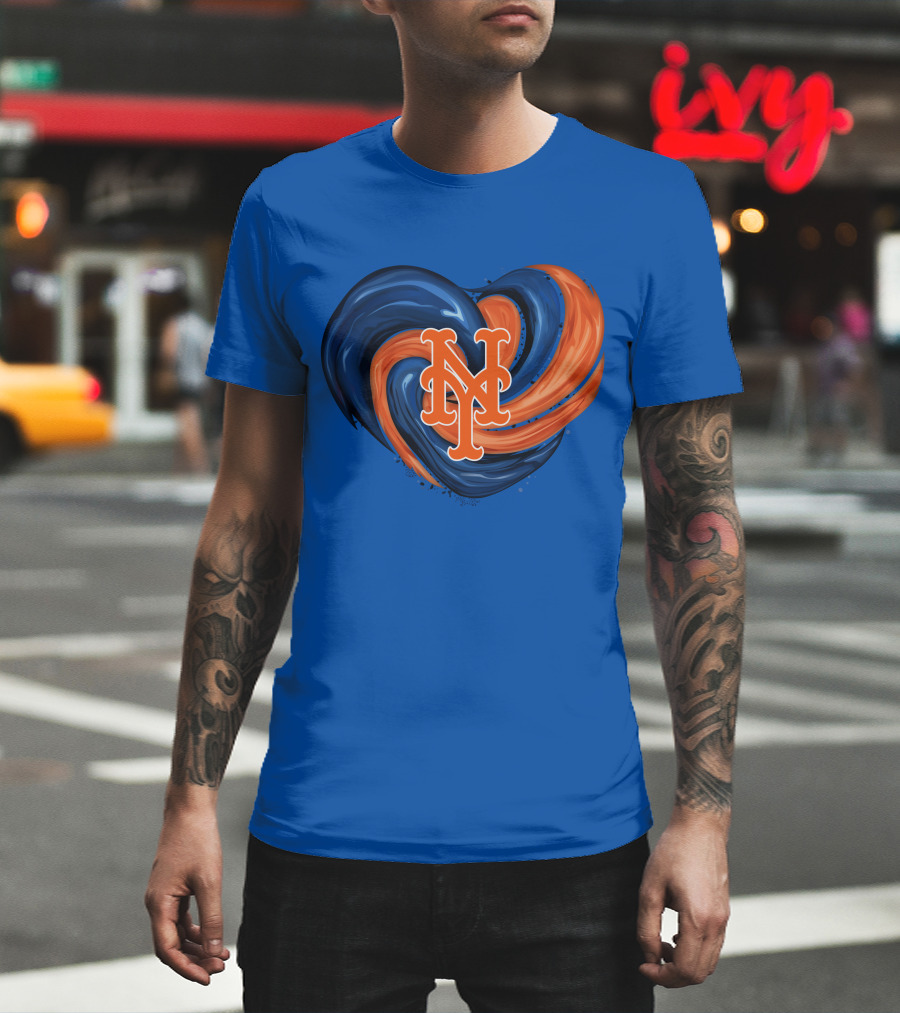 New York Mets Heart Swirl Icon Emblem T-Shirt