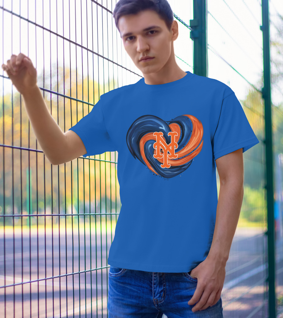 New York Mets Heart Swirl Icon Emblem T-Shirt
