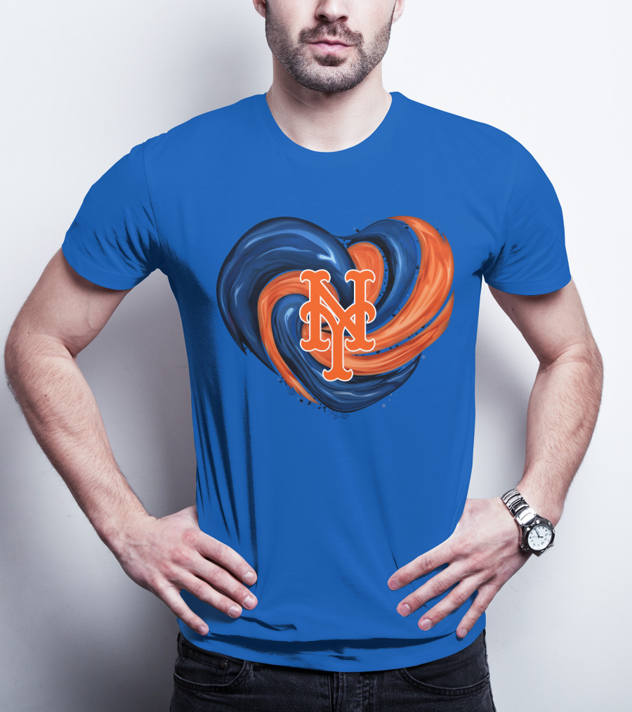 New York Mets Heart Swirl Icon Emblem T-Shirt