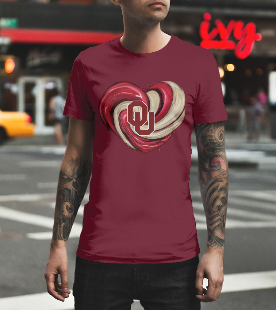 OU Red Gold Heart Tornado T-Shirt