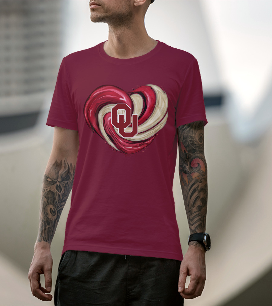 OU Red Gold Heart Tornado T-Shirt