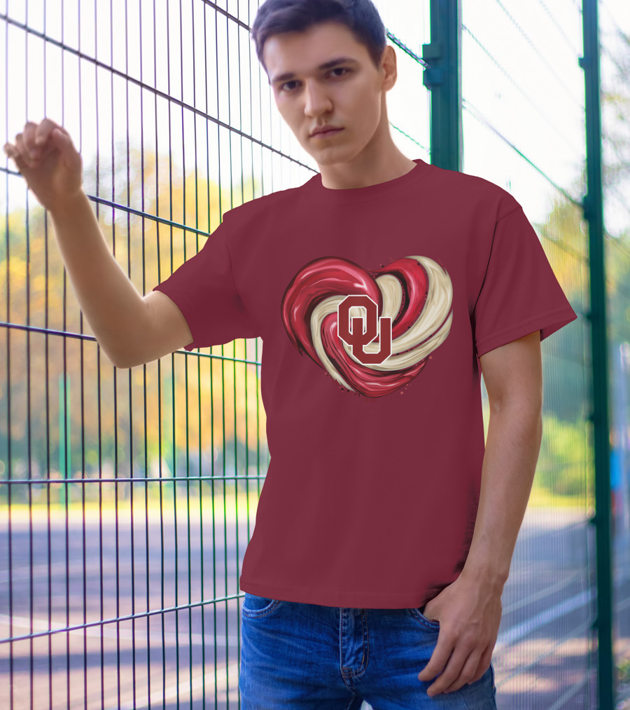 OU Red Gold Heart Tornado T-Shirt