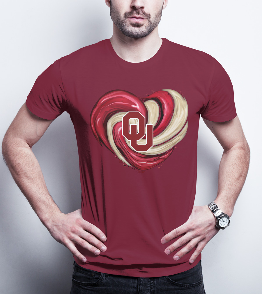OU Red Gold Heart Tornado T-Shirt