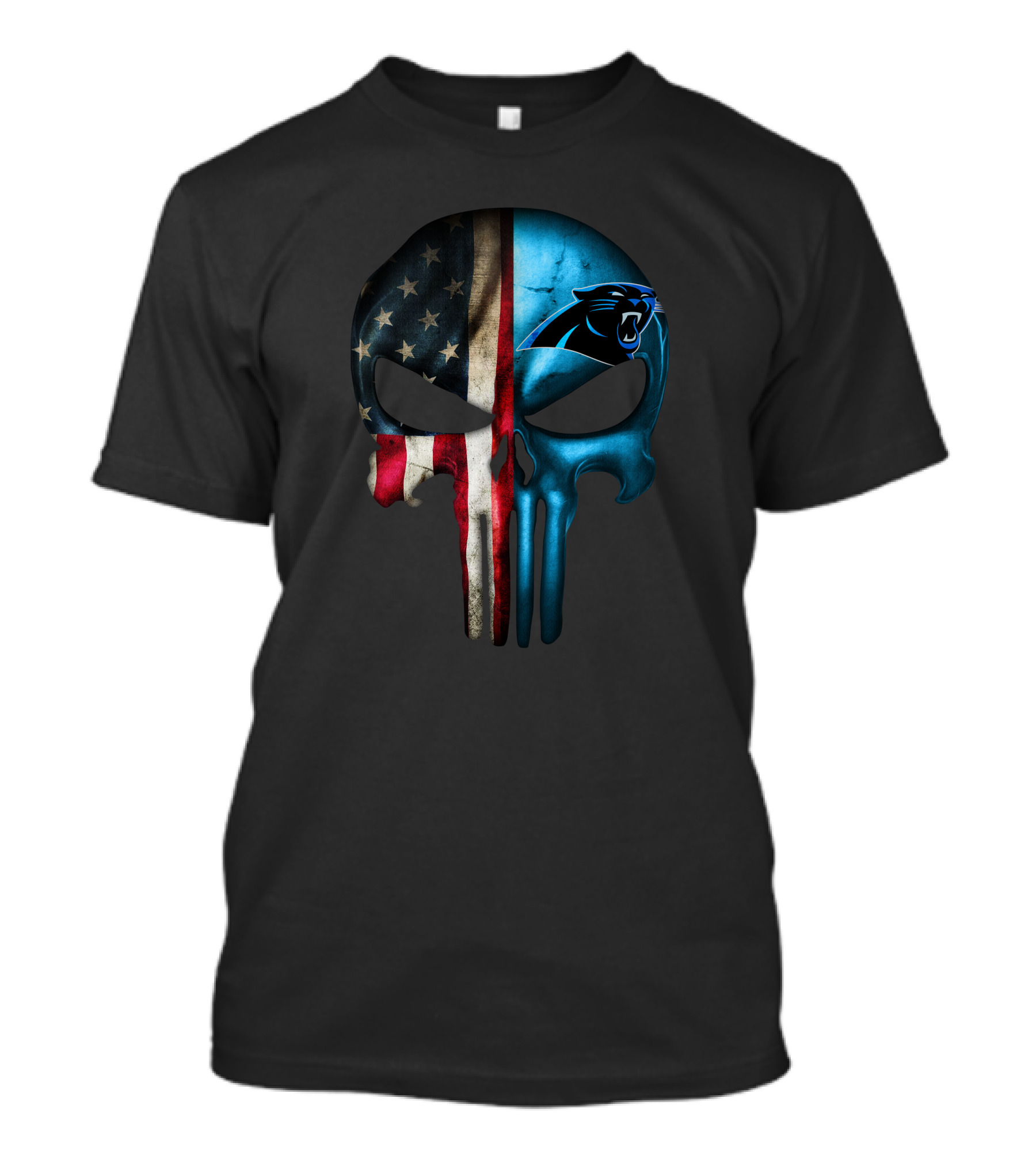 American Flag Punisher Skull Carolina Panthers T-Shirt