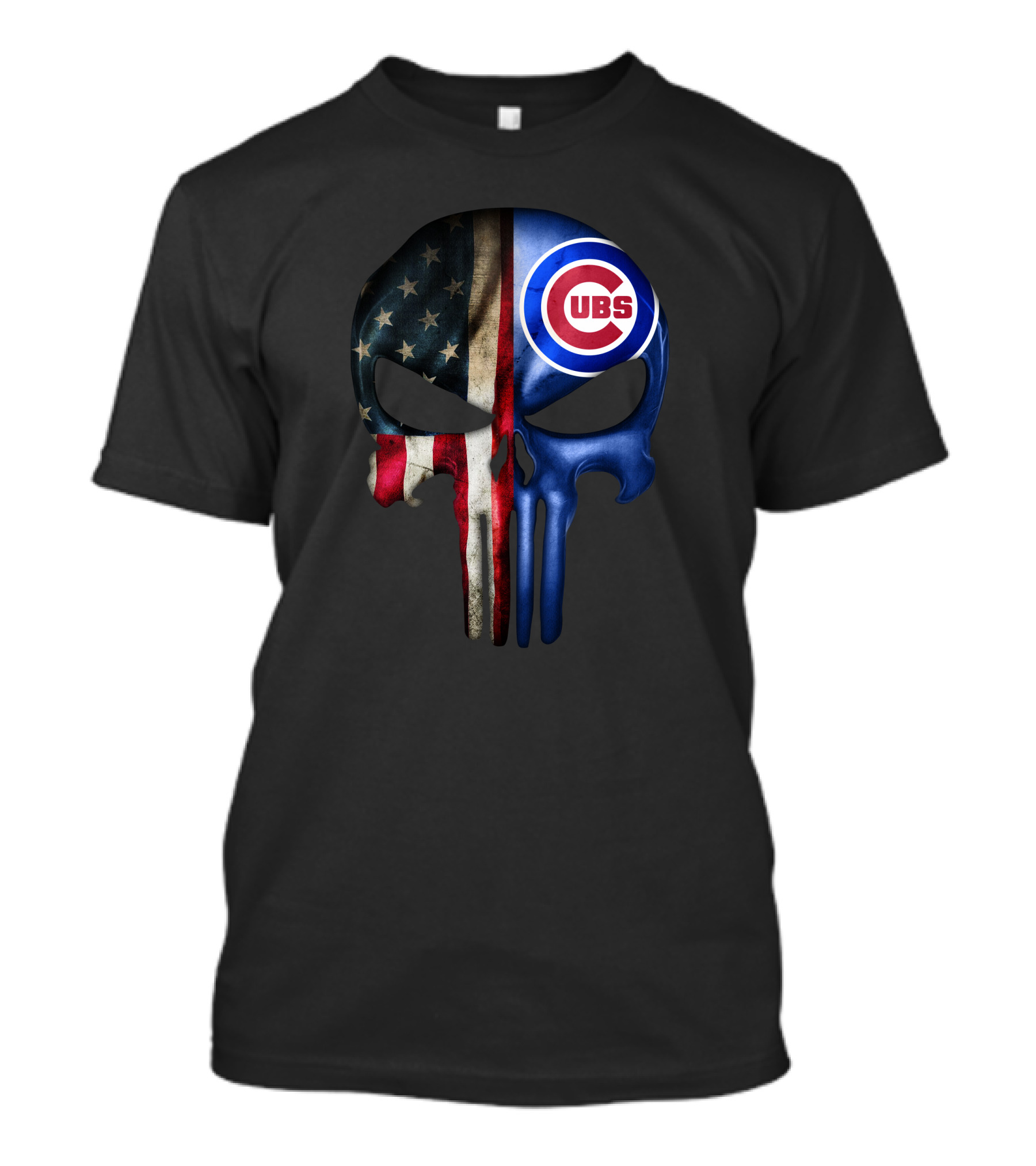 Chicago Cubs Punisher Skull American Flag T-Shirt