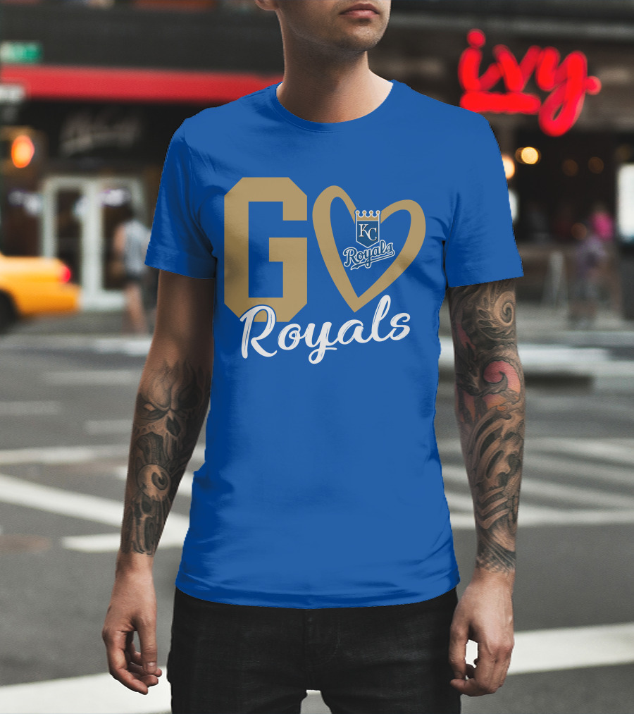 Go Royals KC Heart Crown Logo Royals T-Shirt