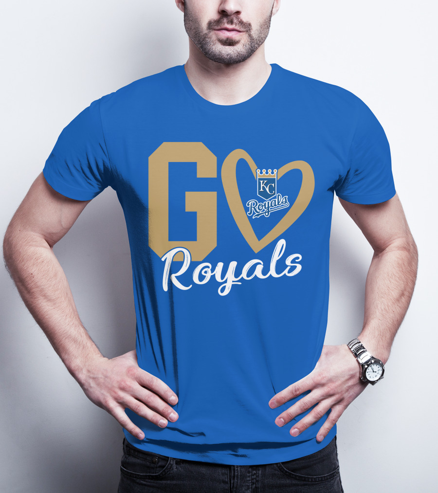 Go Royals KC Heart Crown Logo Royals T-Shirt