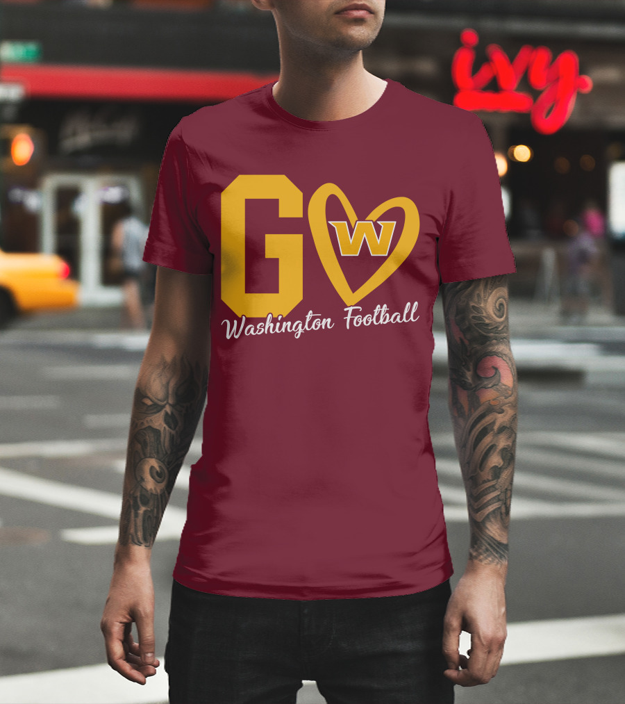 Go W Washington Football Team Heart T-Shirt