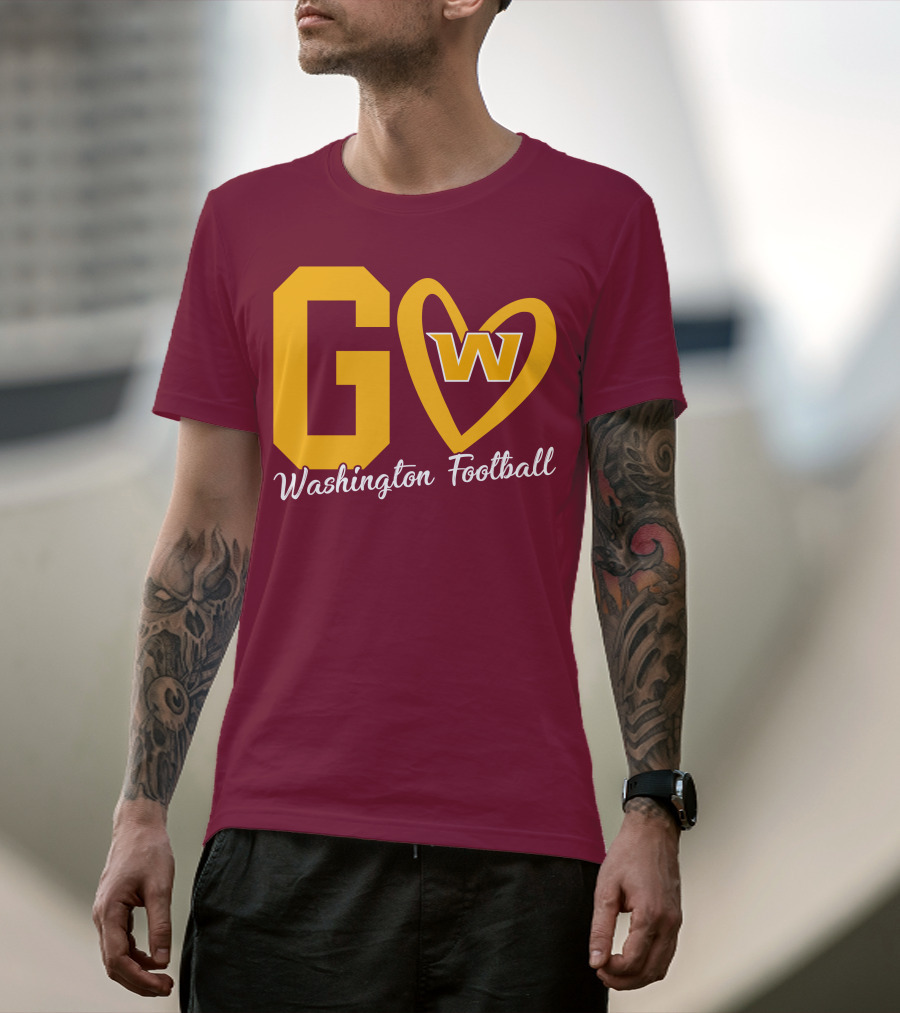 Go W Washington Football Team Heart T-Shirt