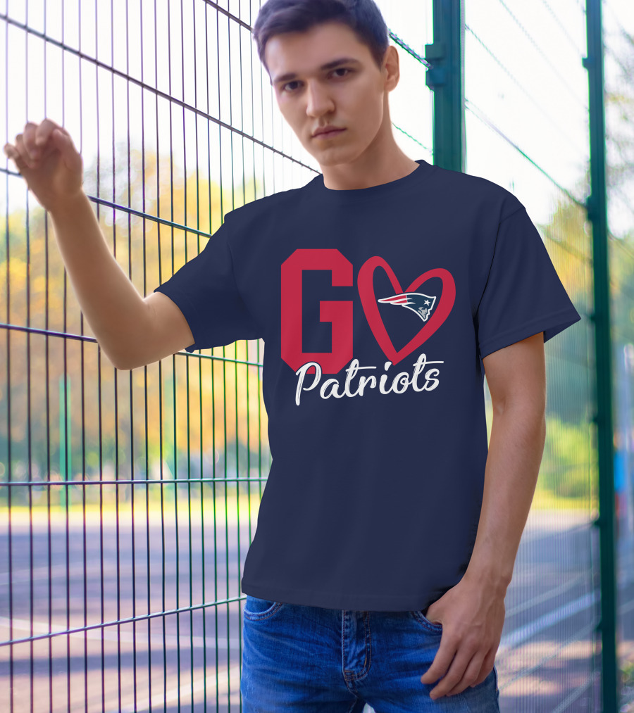 Go Patriots New England Patriots Logo Heart T-Shirt