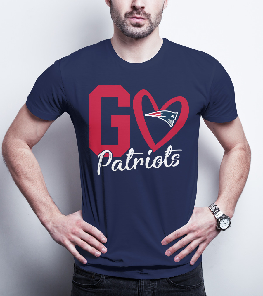 Go Patriots New England Patriots Logo Heart T-Shirt