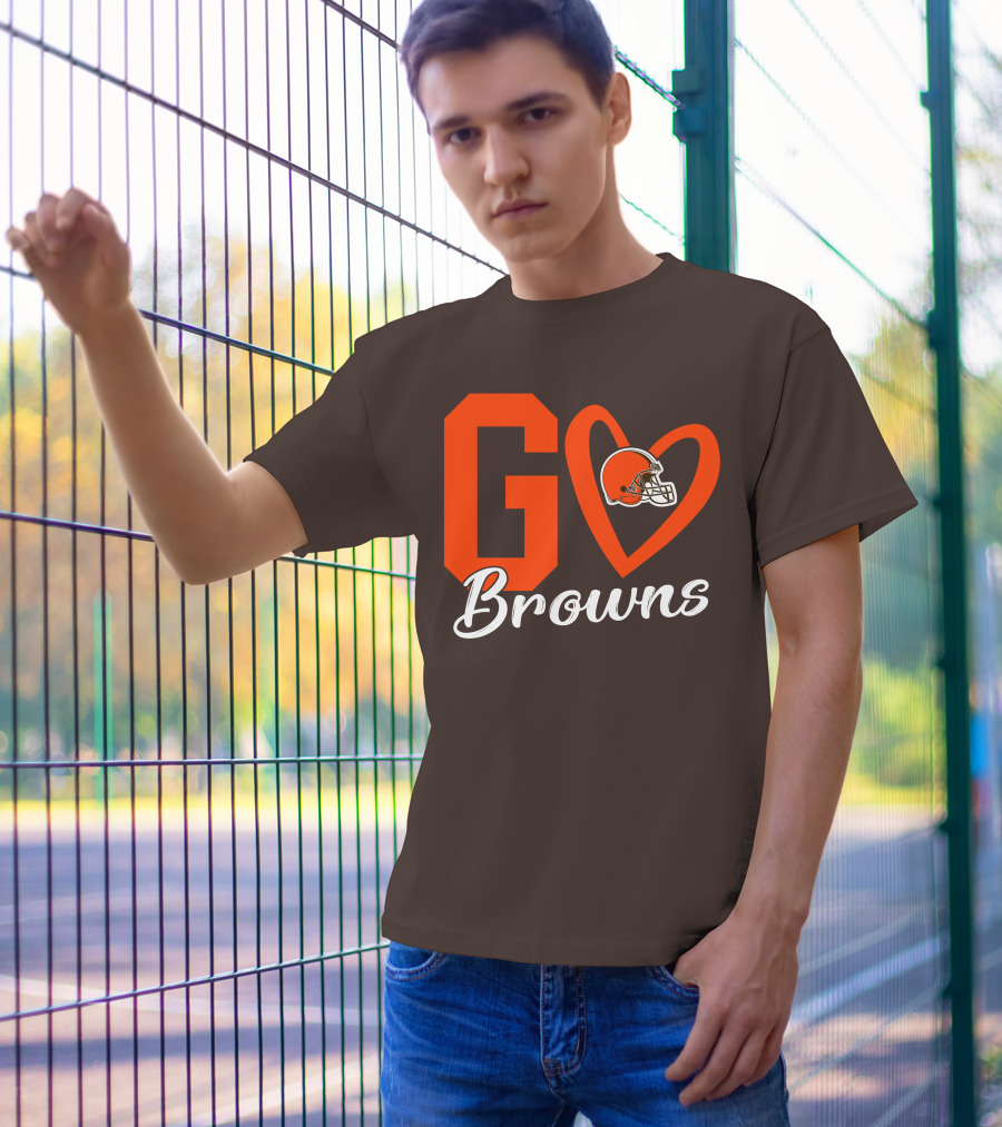 GO Heart Browns Football Helmet T-Shirt