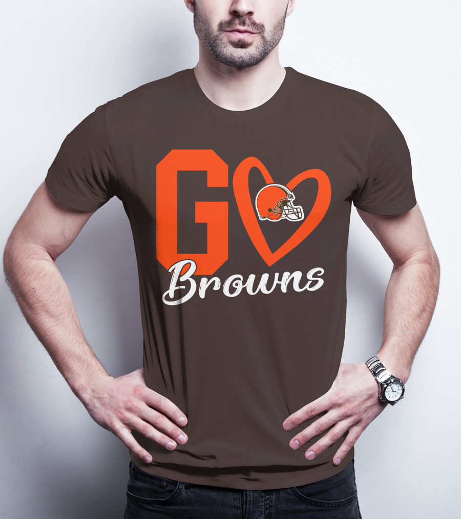 GO Heart Browns Football Helmet T-Shirt