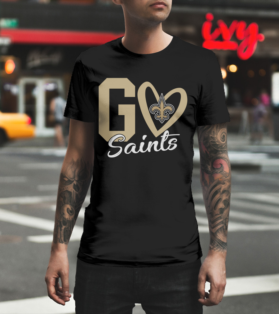Go Saints Fleur-de-Lis Heart T-Shirt