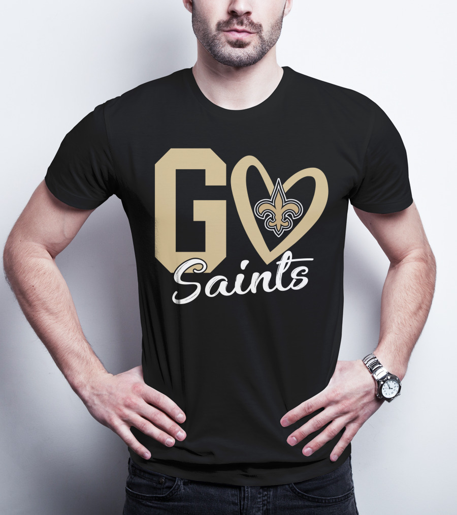 Go Saints Fleur-de-Lis Heart T-Shirt