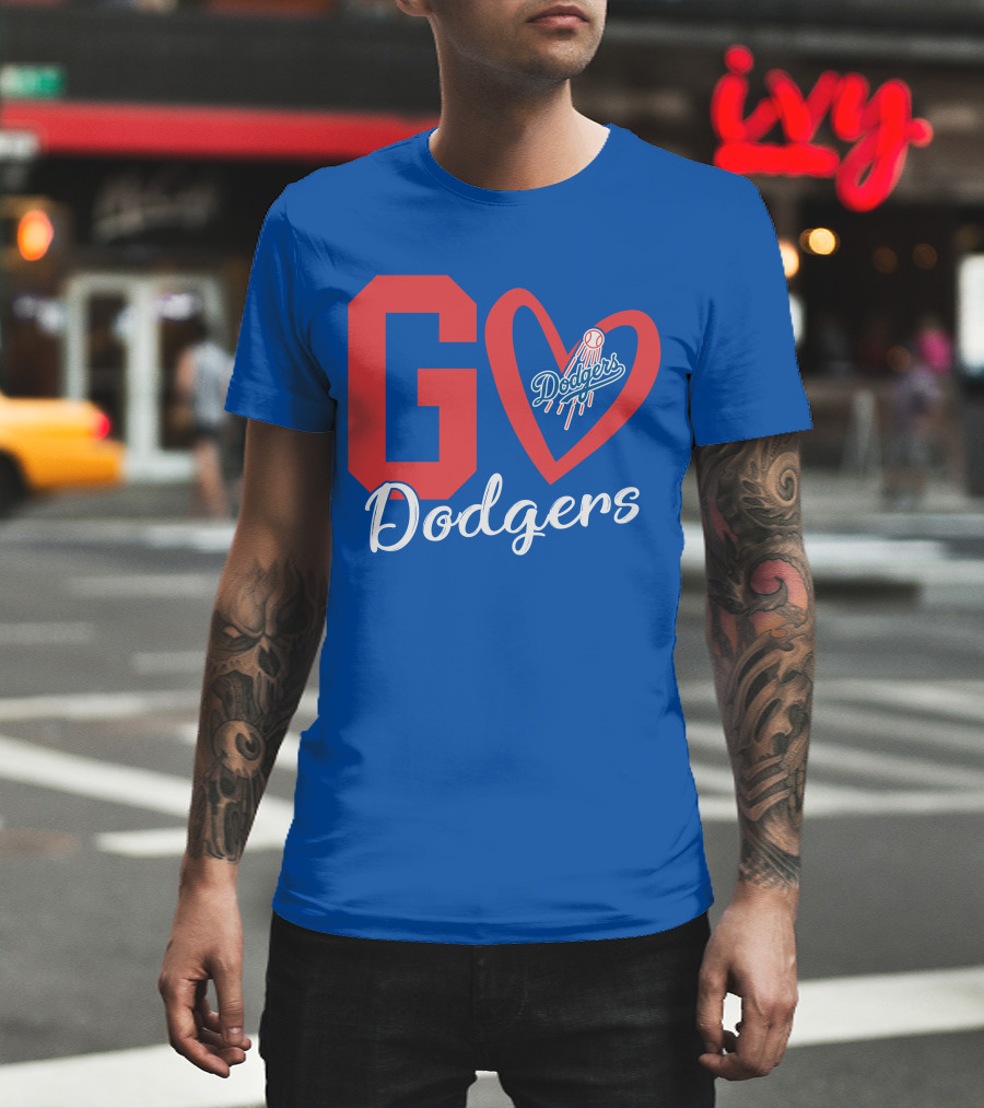 Go Dodgers Heart Logo Baseball Dodgers T-Shirt