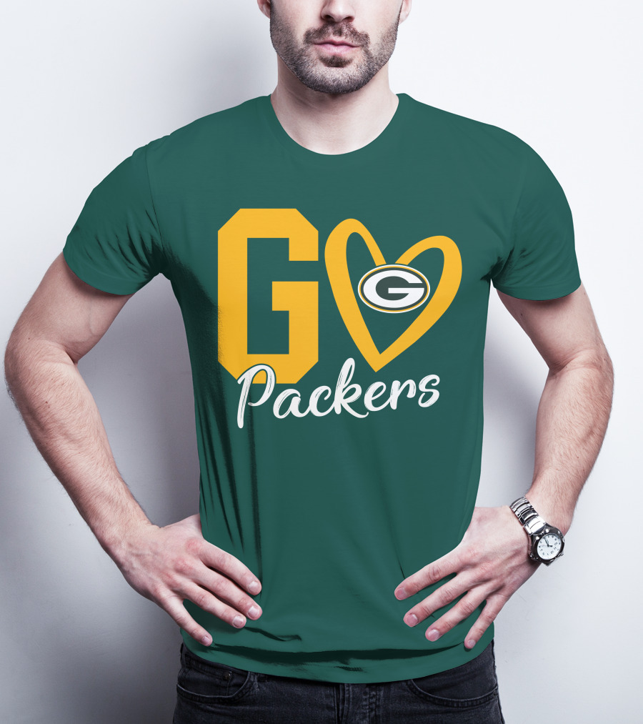 Go Packers Heart Logo Green Bay Enthusiasm T-Shirt
