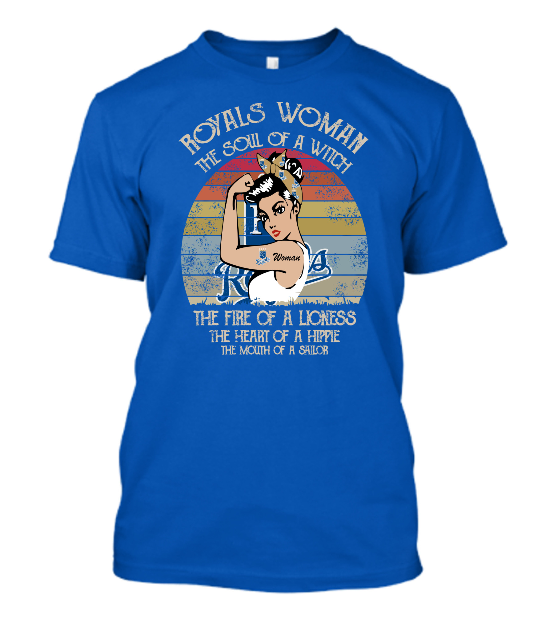 Royals Woman The Soul Of A Witch The Fire Of A Lioness The Heart Of A Hippie The Mouth Of A Sailor Retro Bandana Rockabilly Style T-Shirt