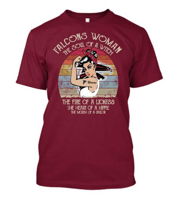 Falcons Woman The Soul Of A Witch The Fire Of A Lioness The Heart Of A Hippie The Mouth Of A Sailor T-Shirt
