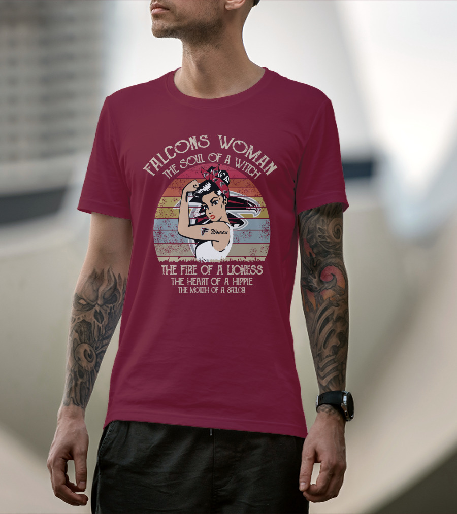 Falcons Woman The Soul Of A Witch The Fire Of A Lioness The Heart Of A Hippie The Mouth Of A Sailor T-Shirt
