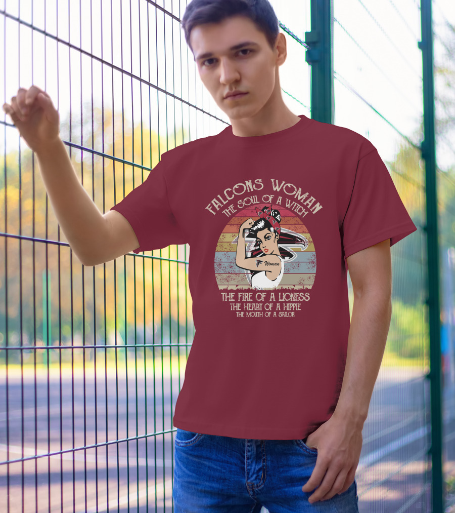Falcons Woman The Soul Of A Witch The Fire Of A Lioness The Heart Of A Hippie The Mouth Of A Sailor T-Shirt