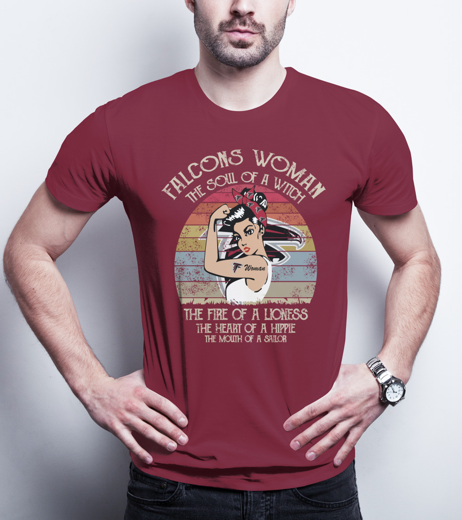 Falcons Woman The Soul Of A Witch The Fire Of A Lioness The Heart Of A Hippie The Mouth Of A Sailor T-Shirt