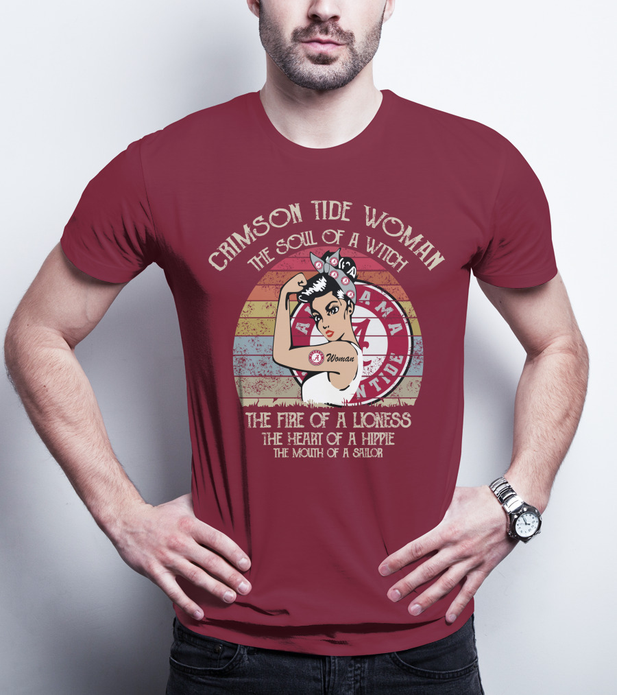 Crimson Tide Woman The Soul Of A Witch The Fire Of A Lioness The Heart Of A Hippie The Mouth Of A Sailor T-Shirt