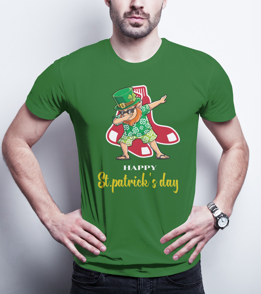Happy St. Patrick's Day Boston Red Sox Dabbing Leprechaun T-Shirt