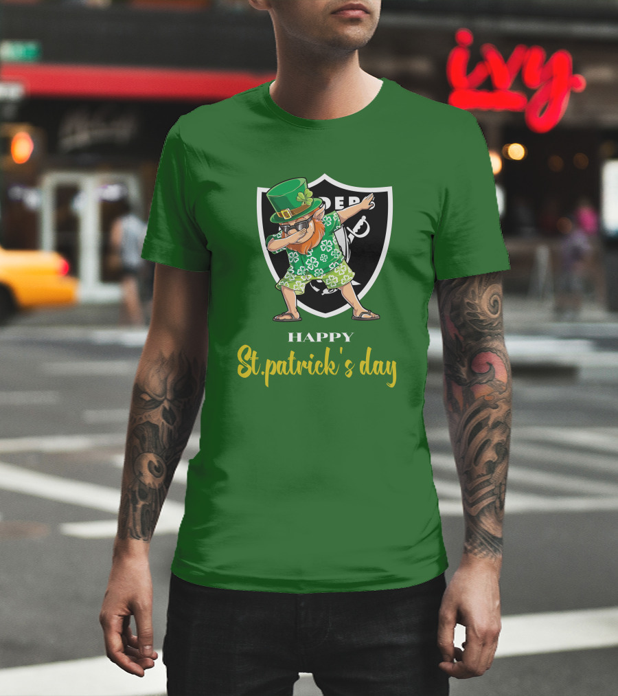 Las Vegas Raiders Happy St Patrick's Day Dabbing Leprechaun T-Shirt