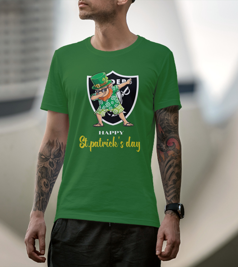 Las Vegas Raiders Happy St Patrick's Day Dabbing Leprechaun T-Shirt