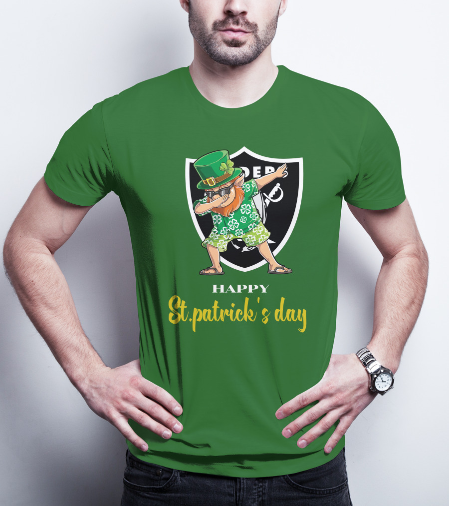 Las Vegas Raiders Happy St Patrick's Day Dabbing Leprechaun T-Shirt