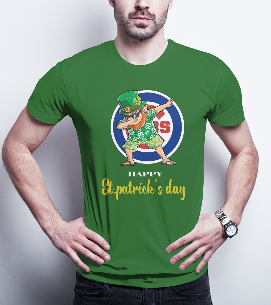 Happy St. Patrick's Day Chicago Cubs Dabbing Leprechaun T-Shirt