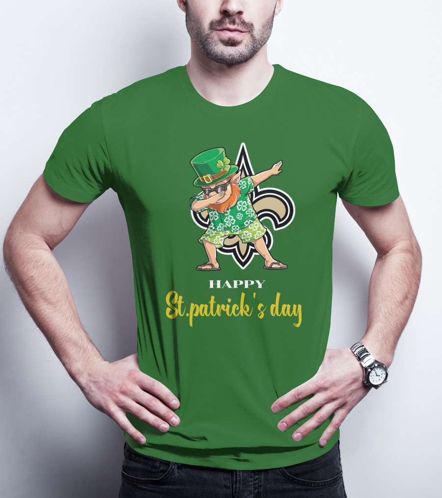 Happy St. Patrick's Day New Orleans Saints Dabbing Leprechaun T-Shirt