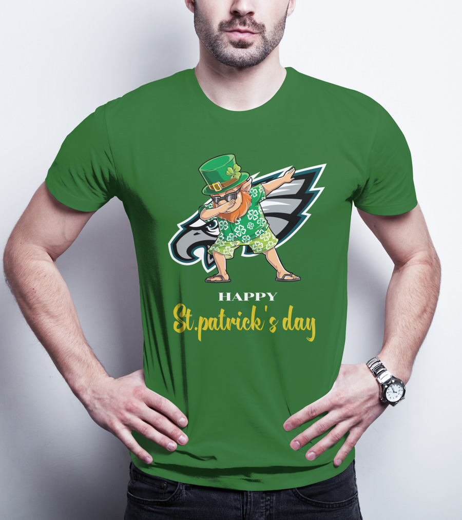 Happy St. Patrick's Day Philadelphia Eagles Dabbing Leprechaun T-Shirt