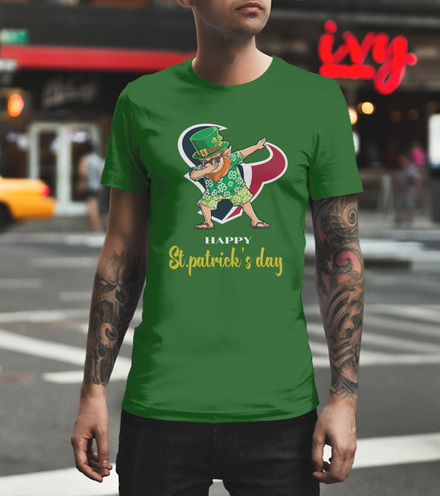 Houston Texans Happy St. Patrick's Day Dabbing Leprechaun T-Shirt