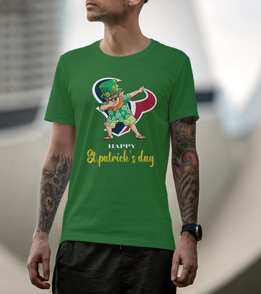 Houston Texans Happy St. Patrick's Day Dabbing Leprechaun T-Shirt