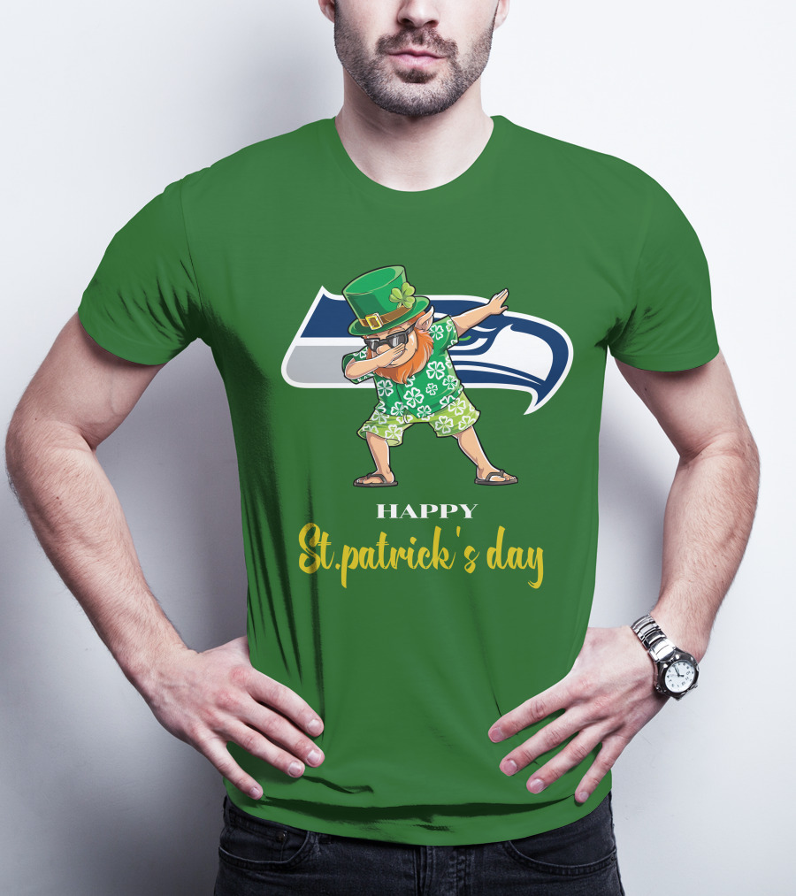 Seattle Seahawks Happy St. Patrick's Day Dabbing Leprechaun T-Shirt