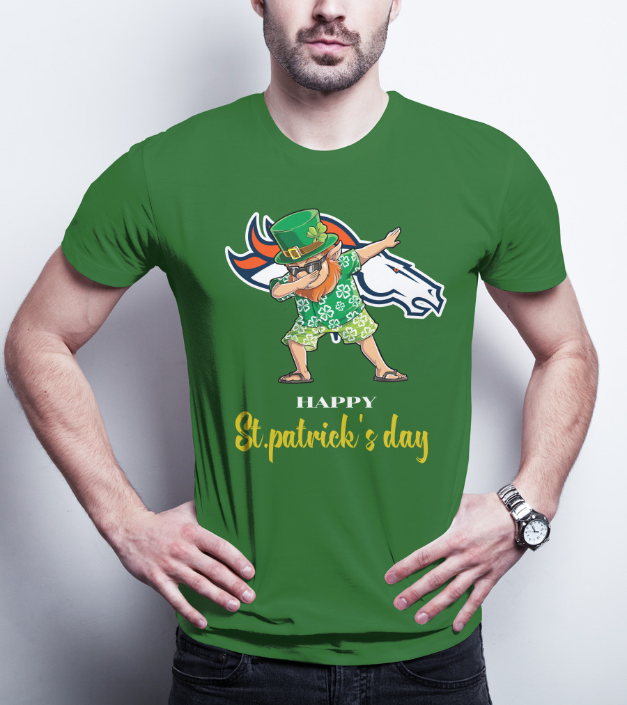 Happy St. Patrick's Day Denver Broncos Dabbing Leprechaun T-Shirt