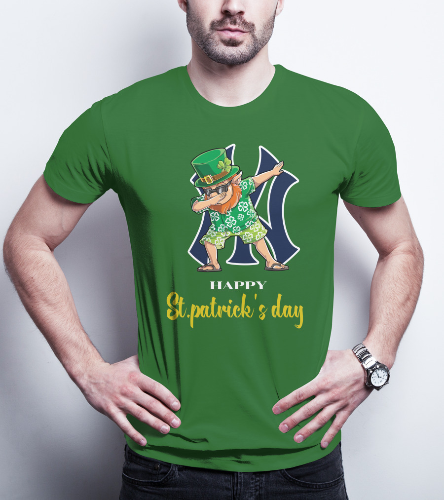 Happy St. Patrick's Day New York Yankees Dabbing Leprechaun T-Shirt