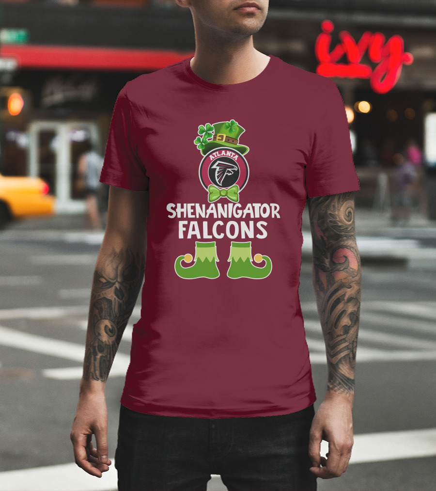 Shenanigator Leprechaun Atlanta Falcons St. Patrick's Day Fun T-Shirt