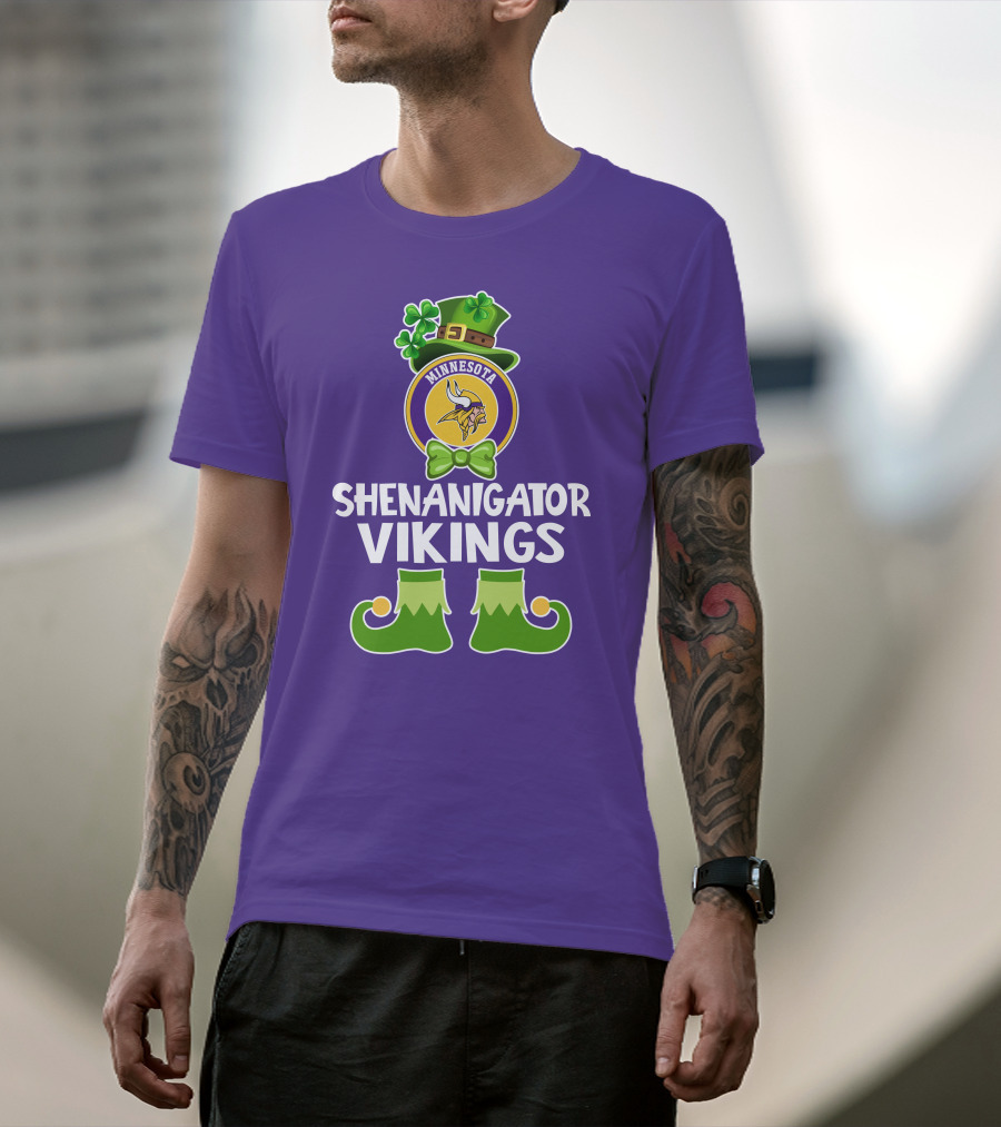 Shenanigator Minnesota Vikings St. Patrick's Day Funny Leprechaun T-Shirt