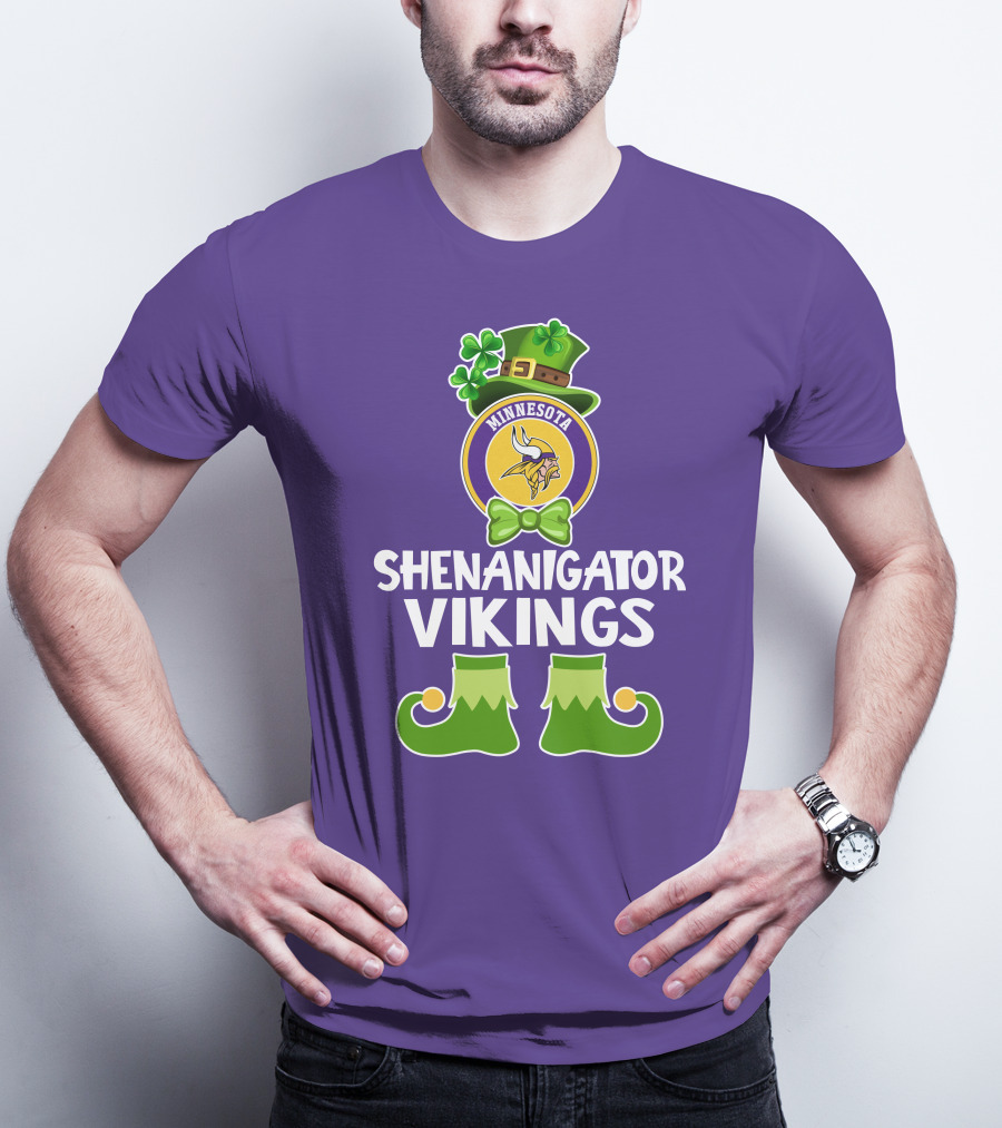 Shenanigator Minnesota Vikings St. Patrick's Day Funny Leprechaun T-Shirt