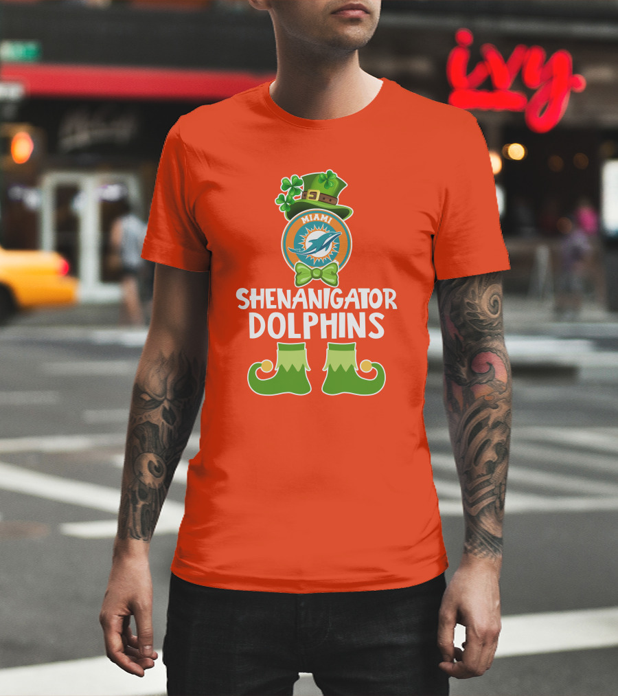 Shenanigator Miami Dolphins St. Patrick's Day Funny Leprechaun T-Shirt