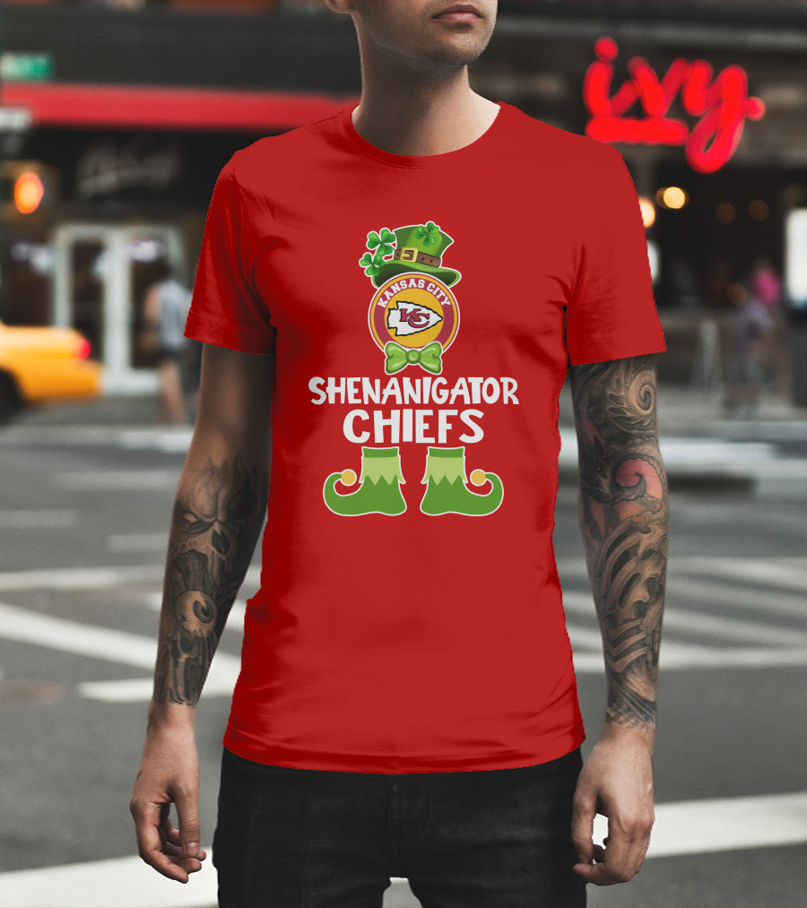 Kansas City Chiefs Shenanigator Leprechaun St. Patrick's Day Fun T-Shirt