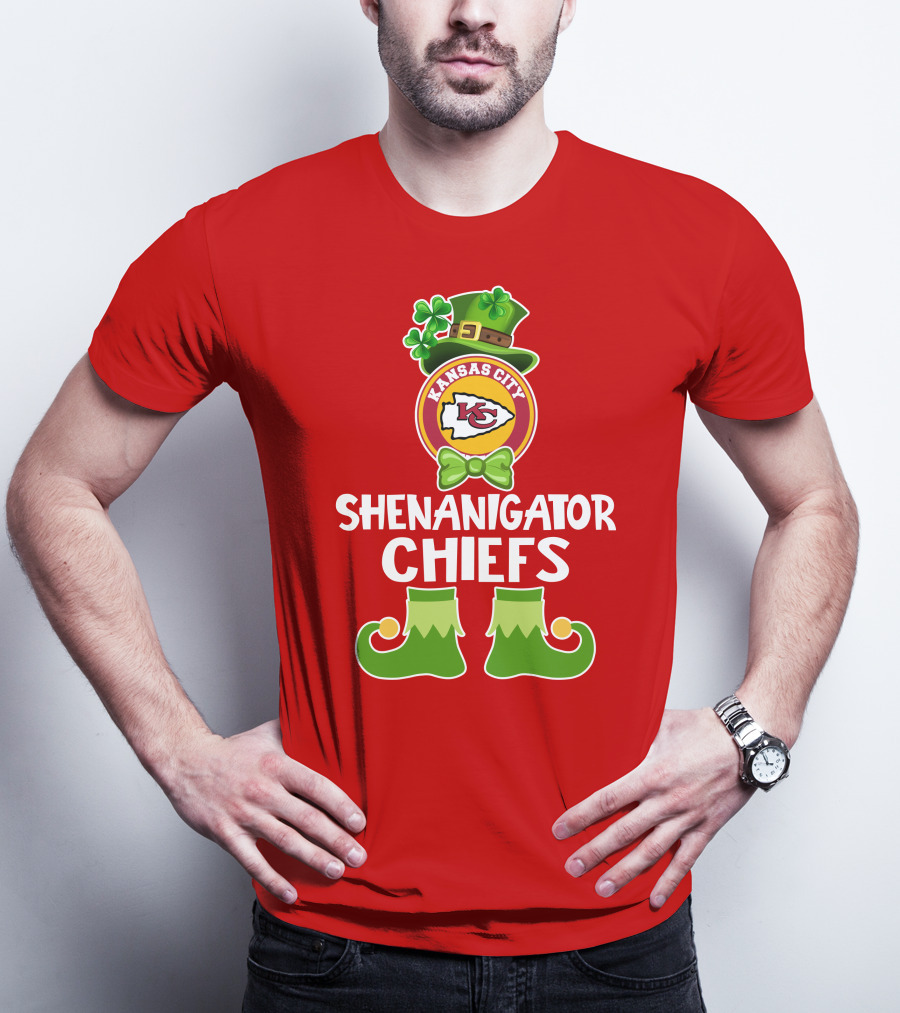 Kansas City Chiefs Shenanigator Leprechaun St. Patrick's Day Fun T-Shirt